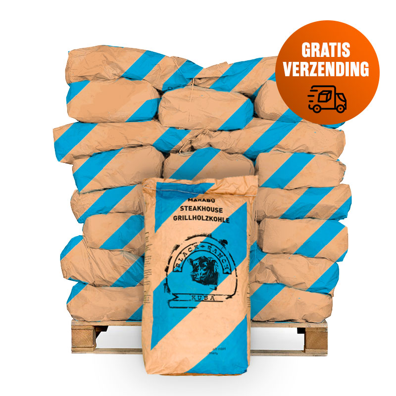 Pallet Black Ranch Marabu Houtskool à 30 zakken - Grill Discounter